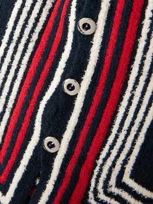 Rabanne Button-embellished Striped Cotton-blend Chenille Sweater - Blue