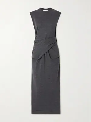 JIL SANDER Draped Merino Wool Maxi Dress