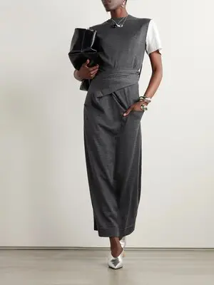 JIL SANDER Draped Merino Wool Maxi Dress