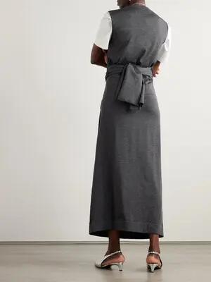 JIL SANDER Draped Merino Wool Maxi Dress