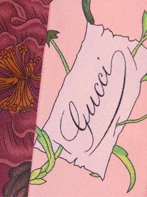 Gucci Flora Printed Silk-twill Scarf - Magenta