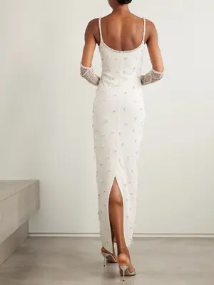 CLIO PEPPIATT Droplet Embellished Beaded Stretch-tulle Gown