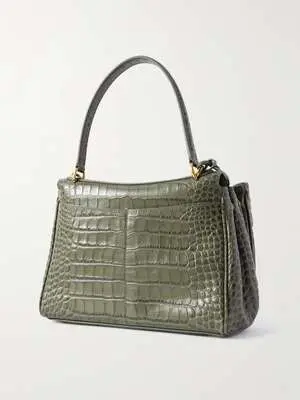 Balenciaga Rodeo Small Croc-effect Leather Tote - Dark Green
