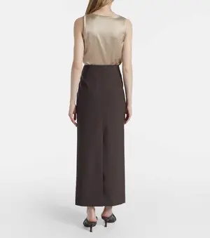 Brunello Cucinelli Wool-blend Maxi Skirt - Brown