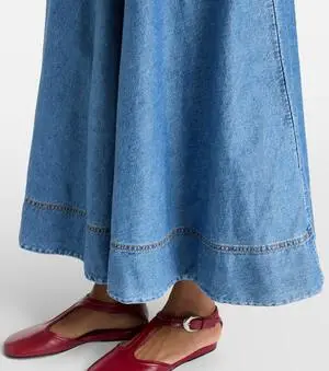 ALEMAIS Ruffled Denim Maxi Dress