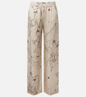 Victoria Beckham Printed Silk Satin Pajama Pants - Pink