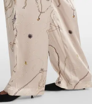 Victoria Beckham Printed Silk Satin Pajama Pants