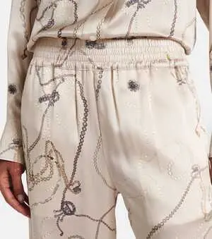 Victoria Beckham Printed Silk Satin Pajama Pants
