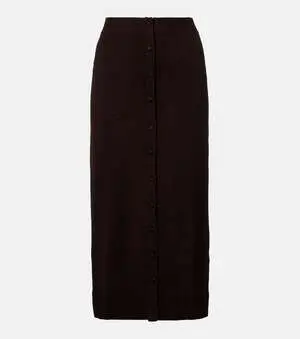 Victoria Beckham Knitted Wool-blend Midi Skirt - Brown