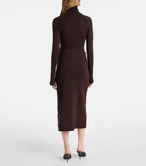 Victoria Beckham Knitted Wool-blend Midi Skirt - Brown