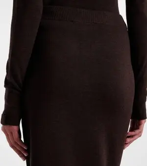 Victoria Beckham Knitted Wool-blend Midi Skirt - Brown