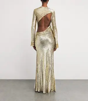 SELF-PORTRAIT Metallic Leopard Spot Maxi Dress