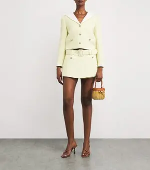 SELF-PORTRAIT Bouclé Belted Skort