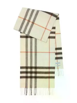 Burberry Checkered Scarf - White