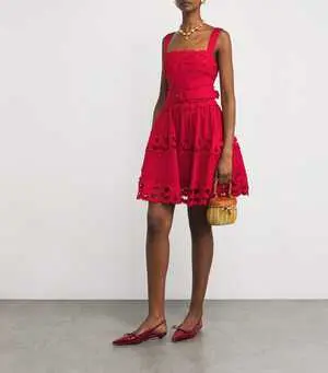 SELF-PORTRAIT Lace-insert Belted Mini Dress