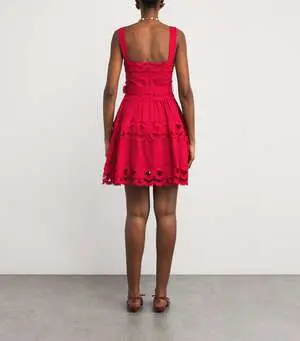 SELF-PORTRAIT Lace-insert Belted Mini Dress