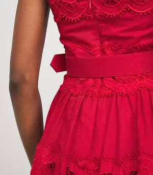 SELF-PORTRAIT Lace-insert Belted Mini Dress