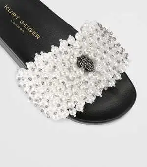 Kurt Geiger Embellished Meena Eagle Slides - White