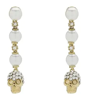 Alexander McQueen Faux Pearl And Skull Drop Earrings - Black