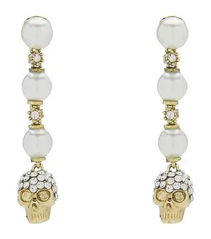 Alexander McQueen Faux Pearl And Skull Drop Earrings - Black
