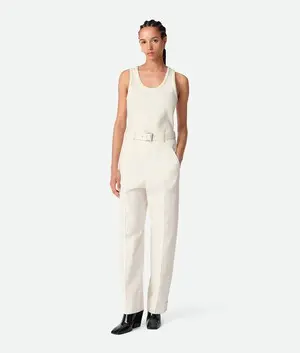 Bottega Veneta Cotton Twill Belted Pants - Frosting