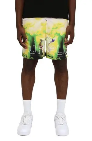 PURPLE BRAND Wordmark Water Repellent Performance Shorts - Multi