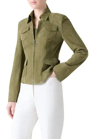 Akris Fitted Suede Jacket