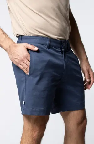 LEISURE LAB Stretch Cotton Chino Shorts - Navy Neat