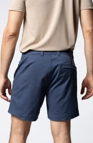 LEISURE LAB Stretch Cotton Chino Shorts - Navy Neat