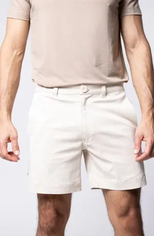 LEISURE LAB Stretch Cotton Chino Shorts Vanilla Rum