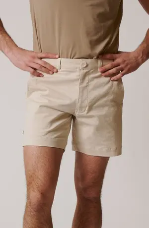 LEISURE LAB Stretch Cotton Chino Shorts - Vanilla Rum