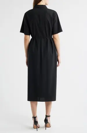 BOSS Dulera Belted Virgin Wool Shirtdress