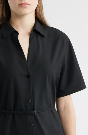 BOSS Dulera Belted Virgin Wool Shirtdress