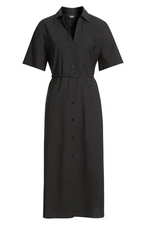 BOSS Dulera Belted Virgin Wool Shirtdress