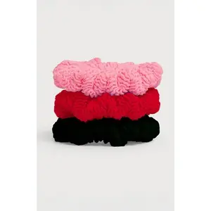 LIMEAPPLE Crinkle Hair Scrunchie 3-piece Set - Red Multi