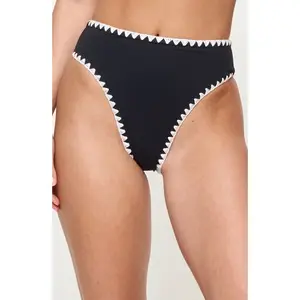 L*Space Savannah High Waist Bikini Bottoms - Black/ Cream