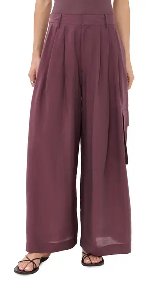 Tibi Silk Voile Cargo Pleat Pants