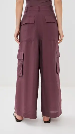 Tibi Silk Voile Cargo Pleat Pants