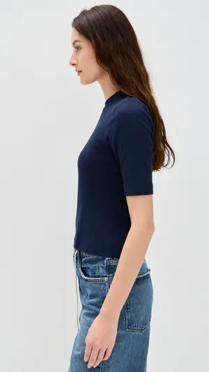 LE BOP Ada Pointelle Tee - Navy