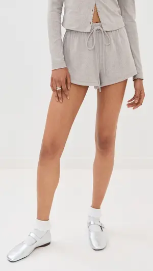 LE BOP Valerie Pointelle Shorts - Heather Grey