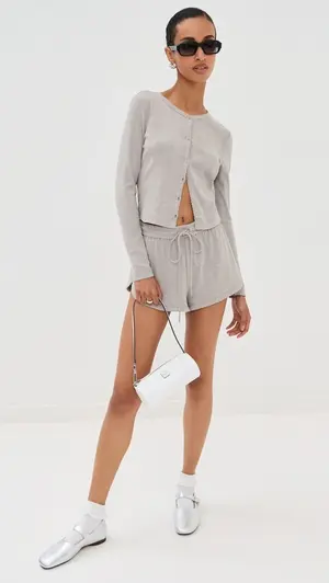 LE BOP Valerie Pointelle Shorts - Heather Grey