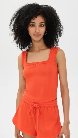 LE BOP Luna Pointelle Tank - Tomato