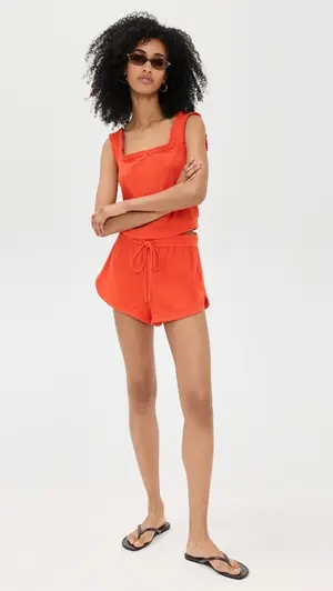 LE BOP Luna Pointelle Tank - Tomato