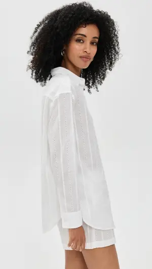 LE BOP Cecilia Long Sleeve Button Down Shirt - White