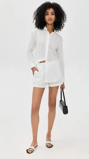 LE BOP Cecilia Long Sleeve Button Down Shirt - White