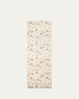 Akris Anemone Print Fringe Cashmere Scarf - Ecru