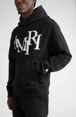 Amiri Staggered Logo Graphic Hoodie