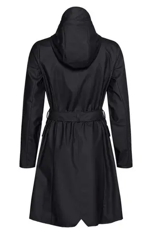 Rains Curve Waterproof Belted Jacket - Black