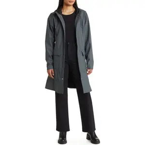 Rains Curve Waterproof Belted Jacket - Slate