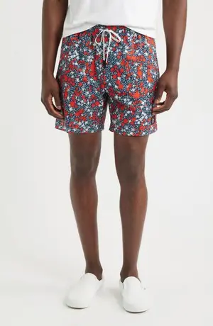 DARK SEAS Stretch Drawstring Shorts - Navy/red